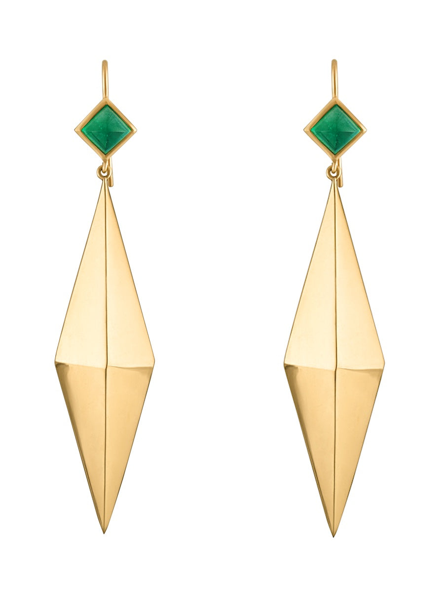 Double Pyramid Emerald Drop Earrings– JenniferAlfano.com