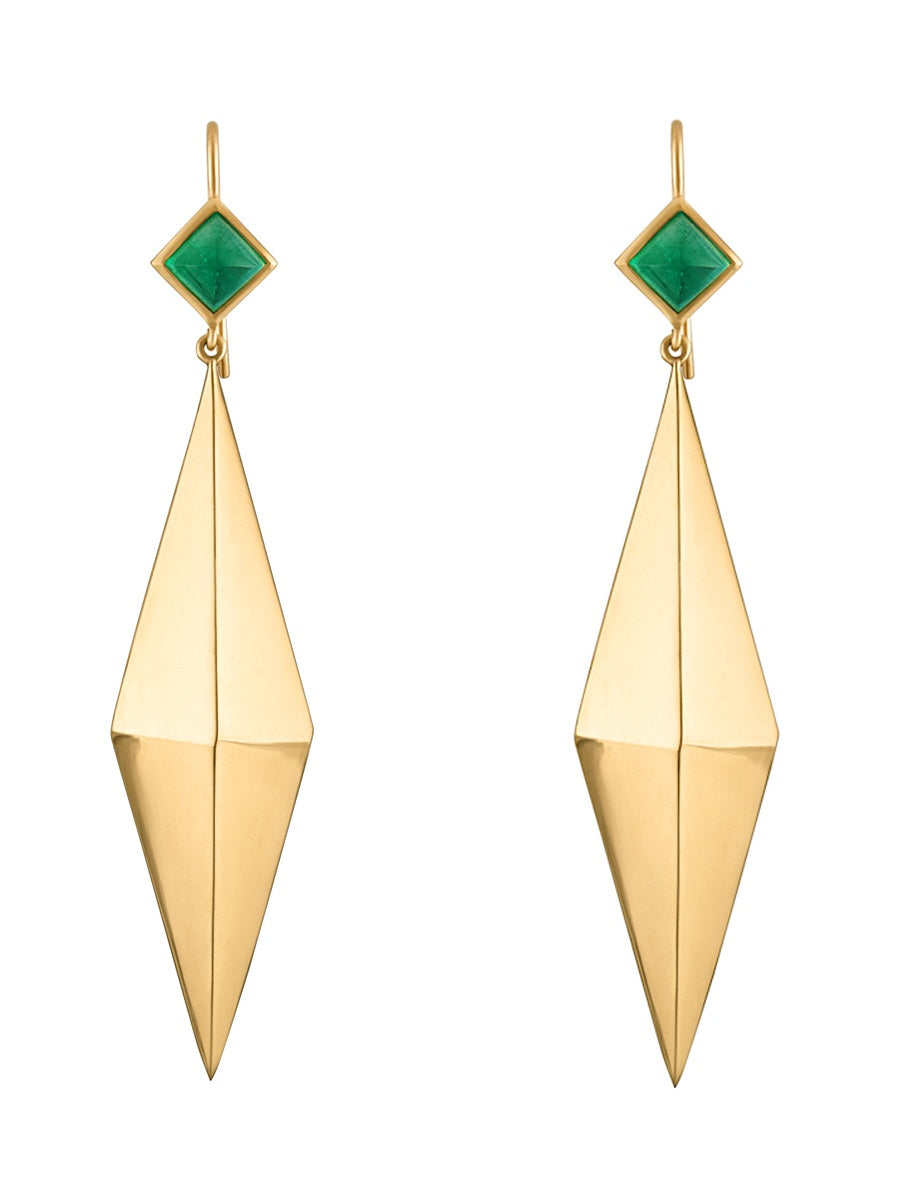 Double Pyramid Emerald Drop Earrings– JenniferAlfano.com