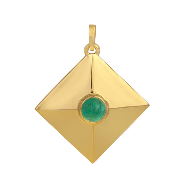 Large Emerald Pyramid 18K Gold Pendant– JenniferAlfano.com